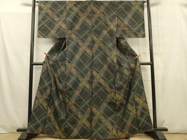 平和屋着物▽真綿紬 単衣 風景文 証紙付き 正絹 逸品 CAAX2464xi