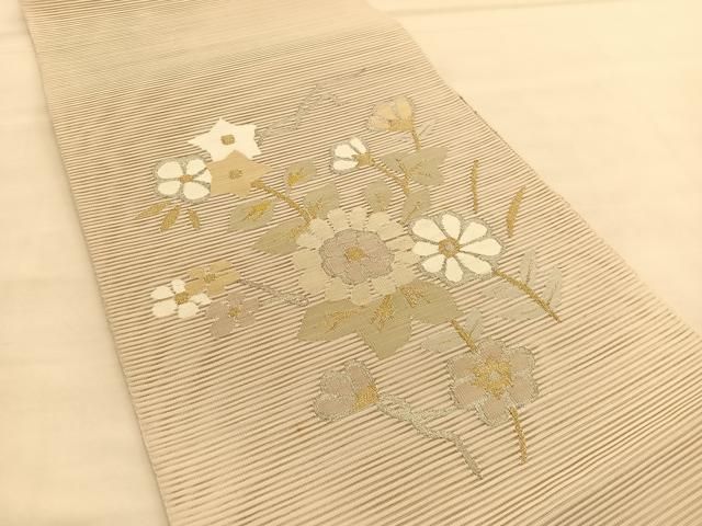 平和屋着物＊夏物 太鼓柄袋帯 枝花文 絽綴れ 金銀糸 正絹 逸品