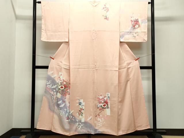 平和屋着物□訪問着 短冊草花文 暈し染め 金銀彩 正絹 逸品