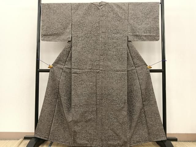平和屋着物▽上質な紬 単衣 花唐草文 正絹 逸品 CAAS2409xi