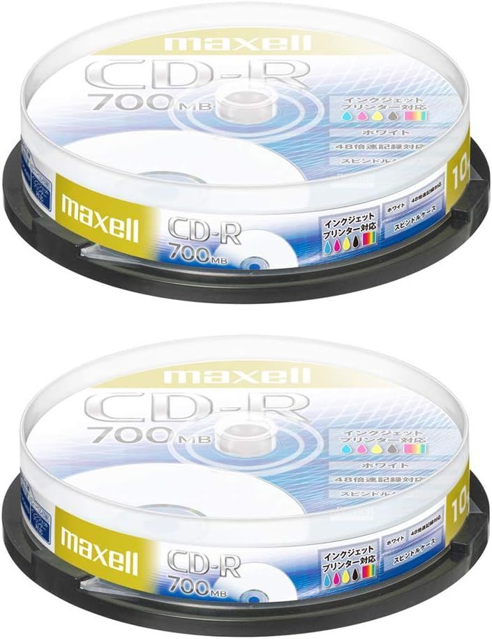 【新品・未開封】マクセル maxell データ用 CD-R 700MB 10枚入 【×2セット】 48倍速 プリンタブル ホワイト スピンドルケース CDR700S.PNW.10SP - メルカリ