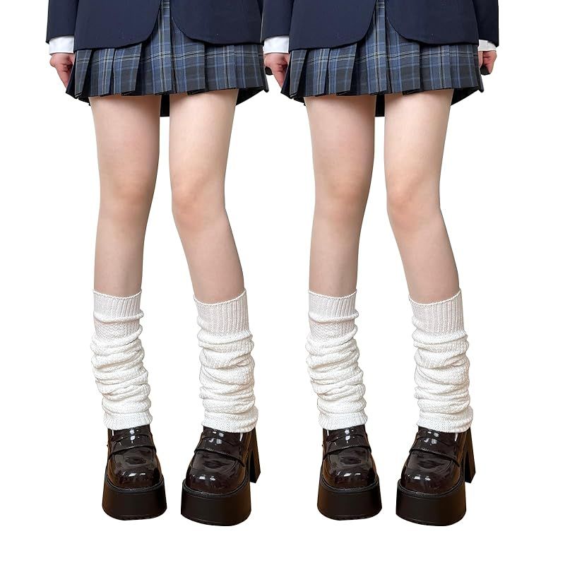 ルーズソックス 60cm 80cm 120cm スクールソックス レディース セット 制服 レッグウォーマー ニット 防寒 靴下 白 ロング ソックス 可愛い 中学生 高校生 女子 伸縮性 ...