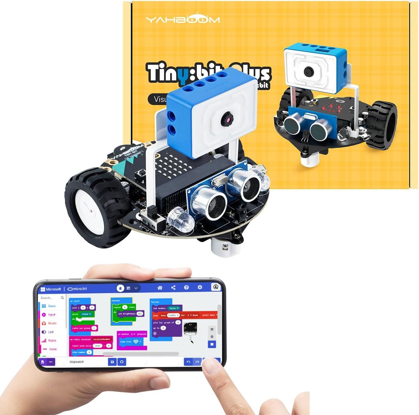 Yahboom Micro:bit グラフィックプログラミング WiFiカメラモジュールの高精細画面APP制御 ロボットキット 小学生 ...