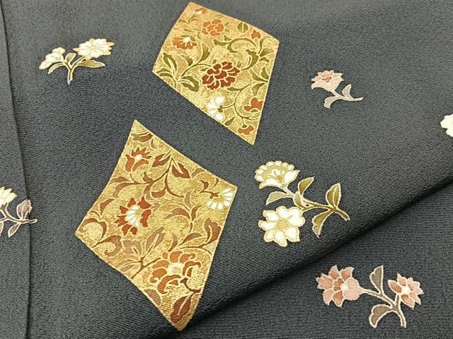 平和屋着物▽訪問着 単衣 箔散らし草花文 金銀彩 正絹 逸品