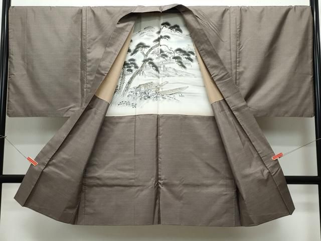 平和屋着物○男性 紬 アンサンブル 霞文 正絹 逸品 未使用 CAAS0266th