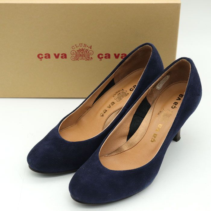サヴァサヴァ パンプス ラウンドトゥ スエード 日本製 ミドルヒール シンプル シューズ 靴 レディース 23cmサイズ ネイビー cavacava 【中古】 - メルカリ