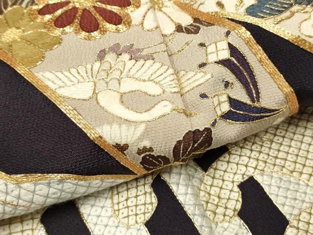 平和屋着物●訪問着　総刺繍　駒刺繍　立波草花文　暈し染め　金糸　正絹　逸品　CAAS0013th 平和屋着物○訪問着 総刺繍 駒刺繍 立波草花文 暈し染め 金糸 正絹