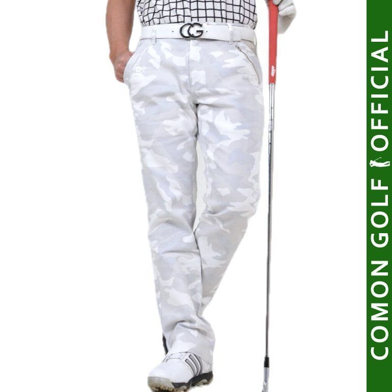 新品【COMONGOLF/コモンゴルフ】カツラギストレッチ素材美脚総柄ゴルフパンツ/ホワイトカモ(CG-NF1702)ゴルフウェア メンズ ...