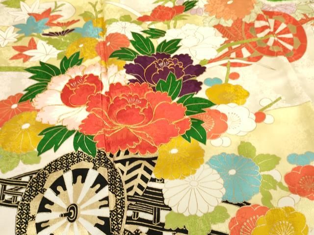 平和屋着物○豪華振袖 舞桜 花手毬 暈し染め 金彩 正絹 逸品