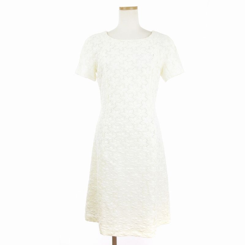 モングレ MON GRE ワンピース 半袖 ひざ丈 レース 総柄 花柄 ホワイト 白 9AR M位 - メルカリ