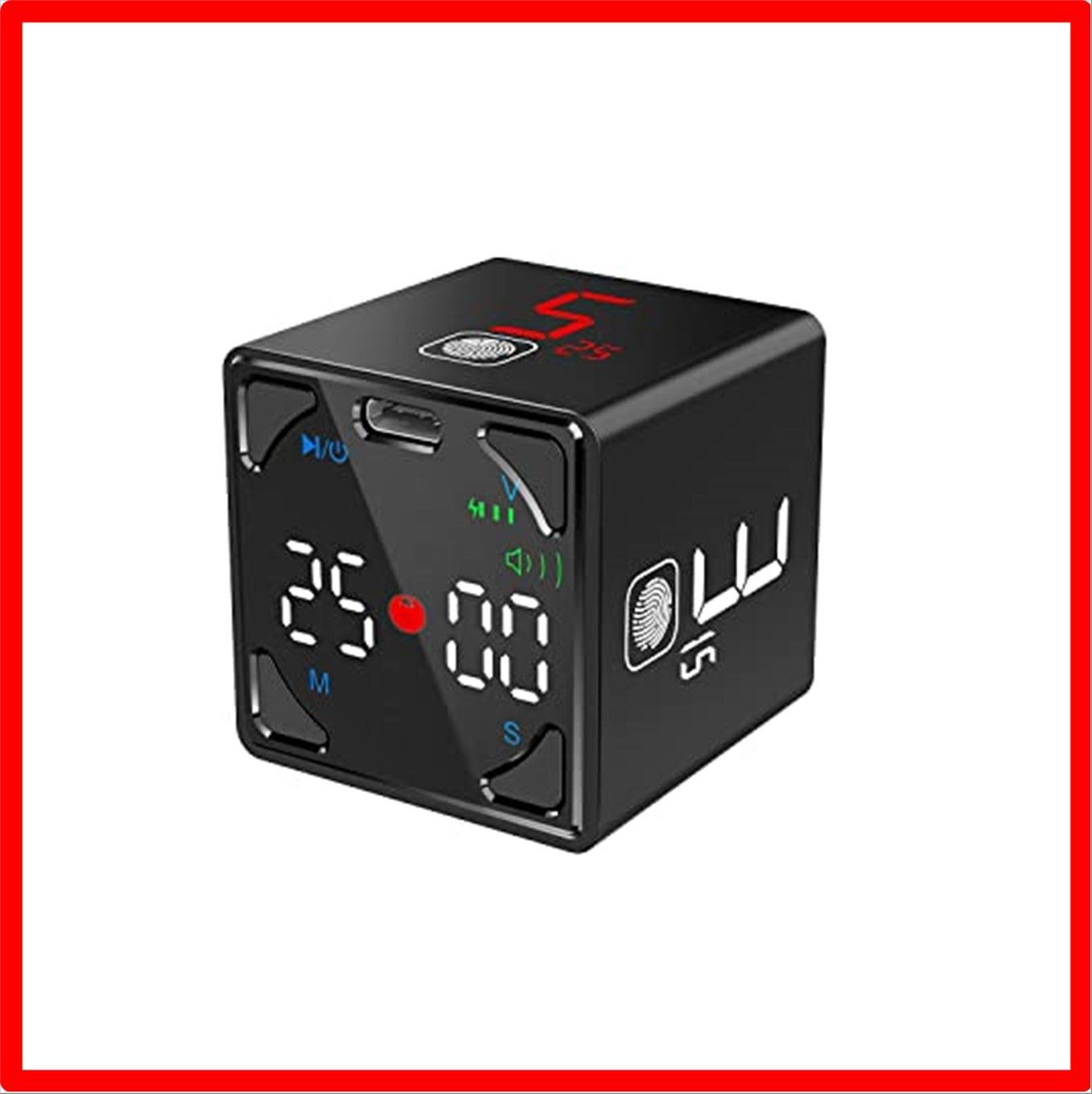 【送料無料】ブラック 【TickTime Cube-転がして、カウントダウンがスタート！】ポモドーロ タイマー 両面LEDパネル タップ操作 キッチンタイマー - メルカリ