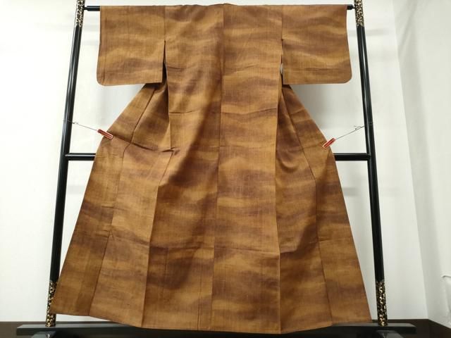 平和屋着物▽上質な紬　単衣　霞文　金糸　正絹　逸品　DAAV9940sf 平和屋着物▽上質な紬 単衣 霞文 正絹 逸品 AAAW1481fy