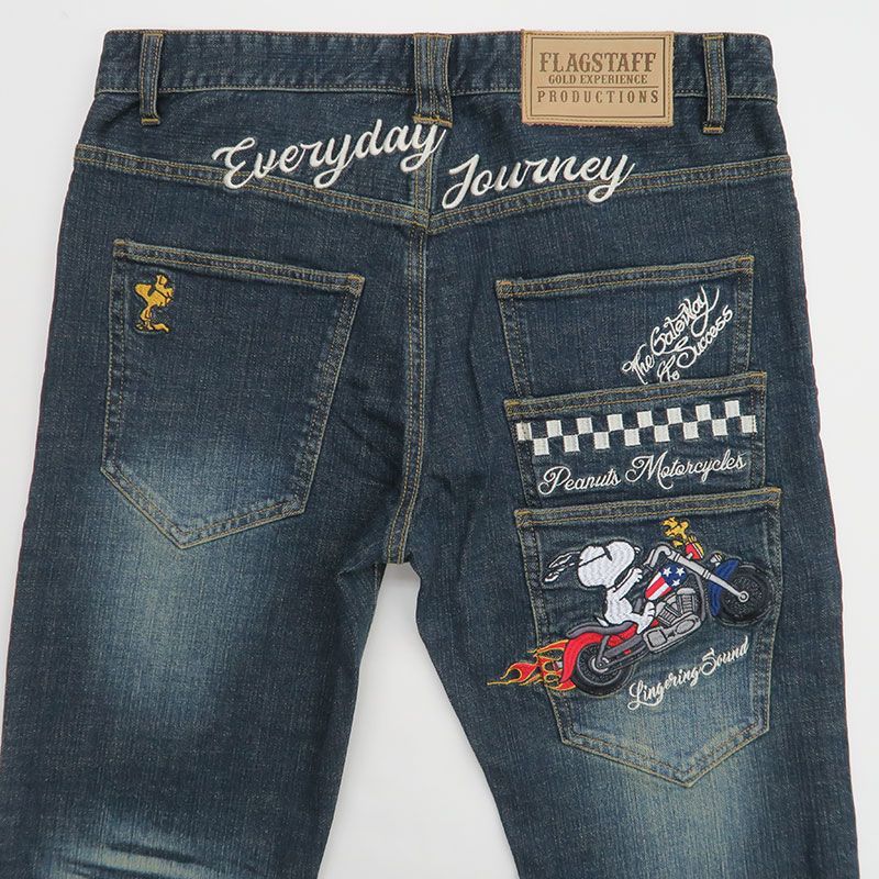 フラッグスタッフ スヌーピー 3連ポケット デニムジーンズ 刺繍