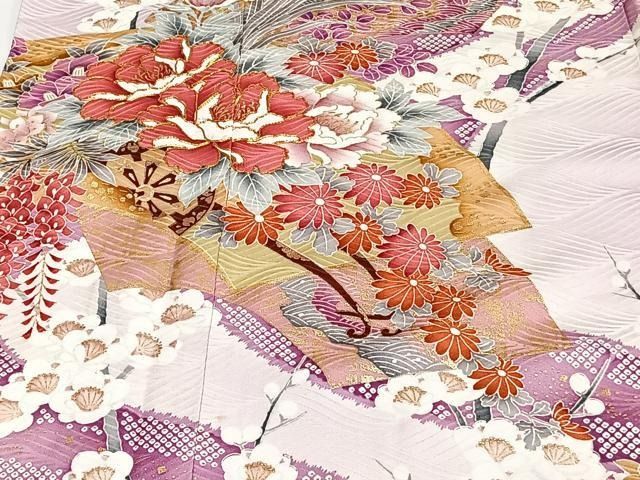 平和屋着物□訪問着 駒刺繍 草花文 暈し染め 正絹 逸品 AAAU5725jd