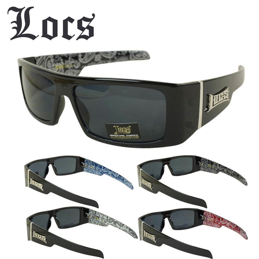【定形外郵便対応】メンズ サングラスLOCS ローク ロックス8LOC9058-BDNA バンダナ柄ブラック ホワイト レッド ブルー黒 赤 ...