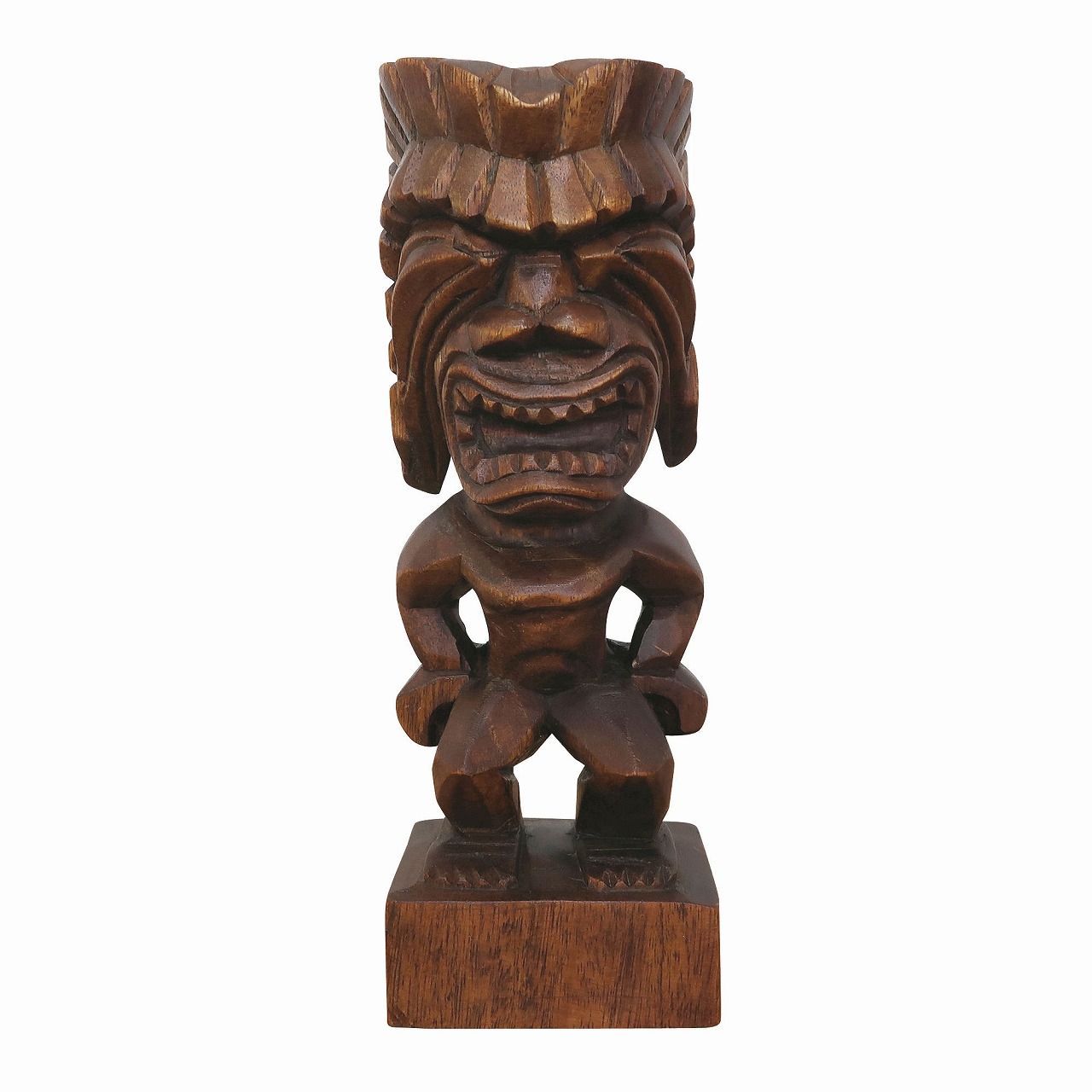 ティキの木彫り ティキ クー TIKI KU 30cm 木製 スワール無垢材 ハワイアン雑貨 ティキの置物 TIKI木彫りティキ像 ティキ ...