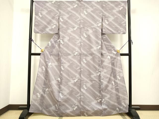 平和屋着物▽小紋 単衣 格子吹寄せ花文 洗える着物 DAAS4006du