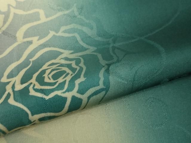 平和屋本店□極上 訪問着 地紋起こし 薔薇 バラ 百入茶色地 暈し染め