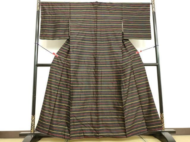 平和屋着物▽訪問着 単衣 紬地 総刺繍 人物文 大丸扱い