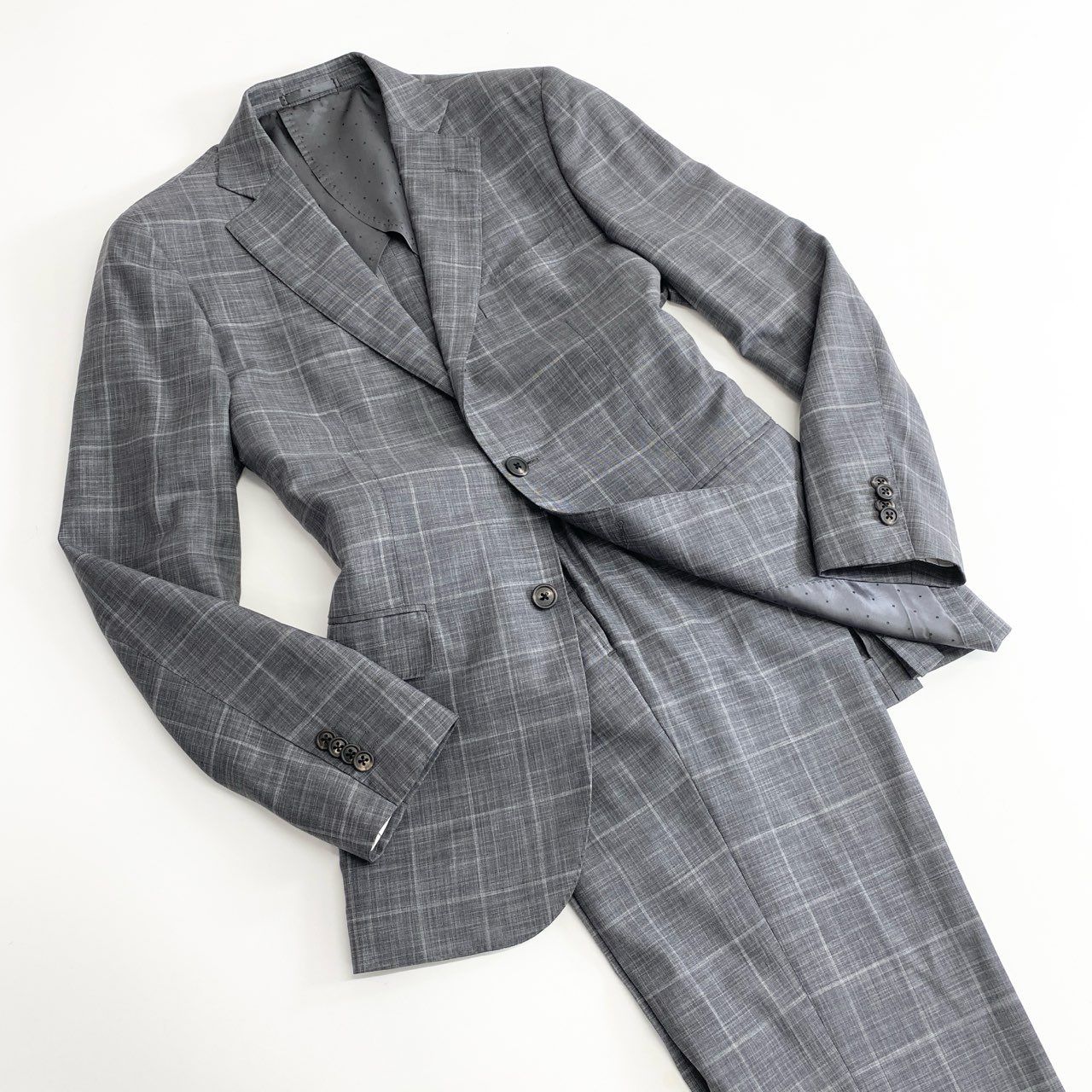 21c20 TETSUYA KANDA テツヤカンダ COLOMBO コロンボ生地 セットアップ スーツ ウインドペーン 50 グレー ビジネス フォーマル 日本製 - メルカリ