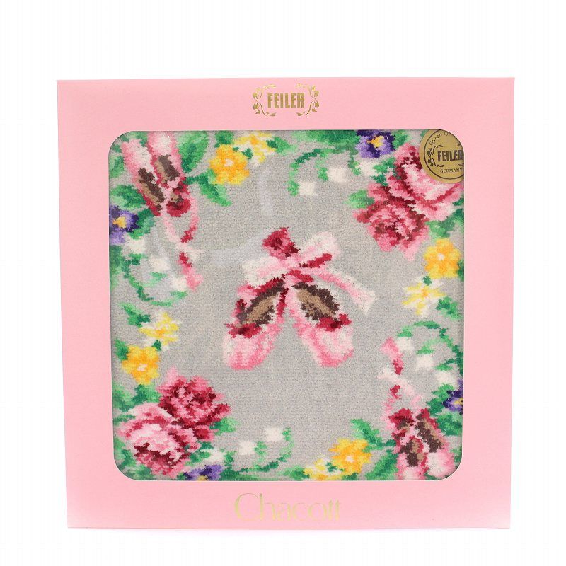フェイラー FEILER Chacott エストリルチャコットハンカチ バラ 小花 トゥシューズ柄 総柄 グレー マルチカラー /BB OF ...