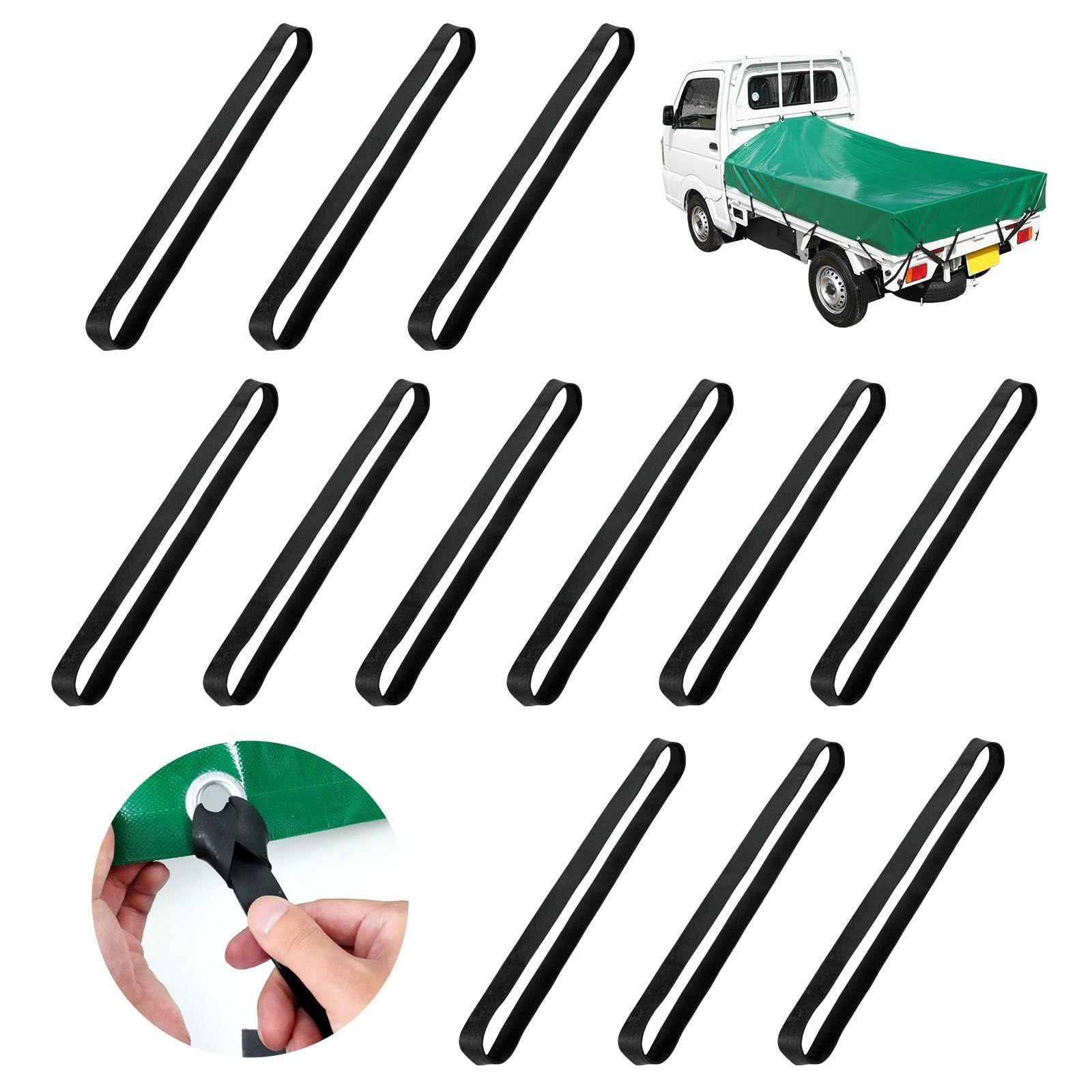 【在庫処分】軽トラック用と2tトラック用から選べる (輪ゴムバンド 輪っかタイプのゴムバンドと荷物固定用ロープつき 荷台シート 12本) Webirth - メルカリ