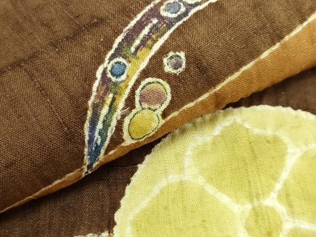 平和屋本店□超希少 東京友禅 久呂田明功 九寸名古屋帯 紬地 絞り 露芝