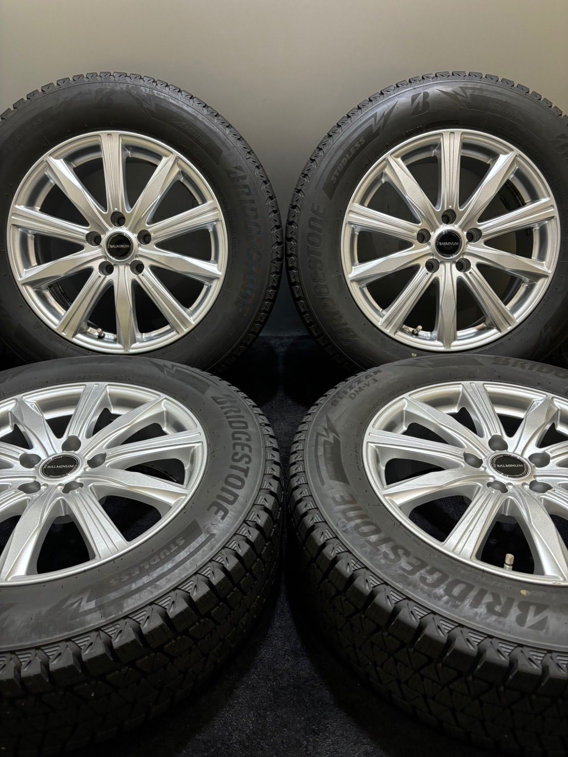 ★225/65R17 BRIDGESTONE/DM-V3 22年製 BALMINUM 17インチ 7J +38 114.3 5H スタッドレス 4本 ハリアー RAV4 (南7-G261 ...