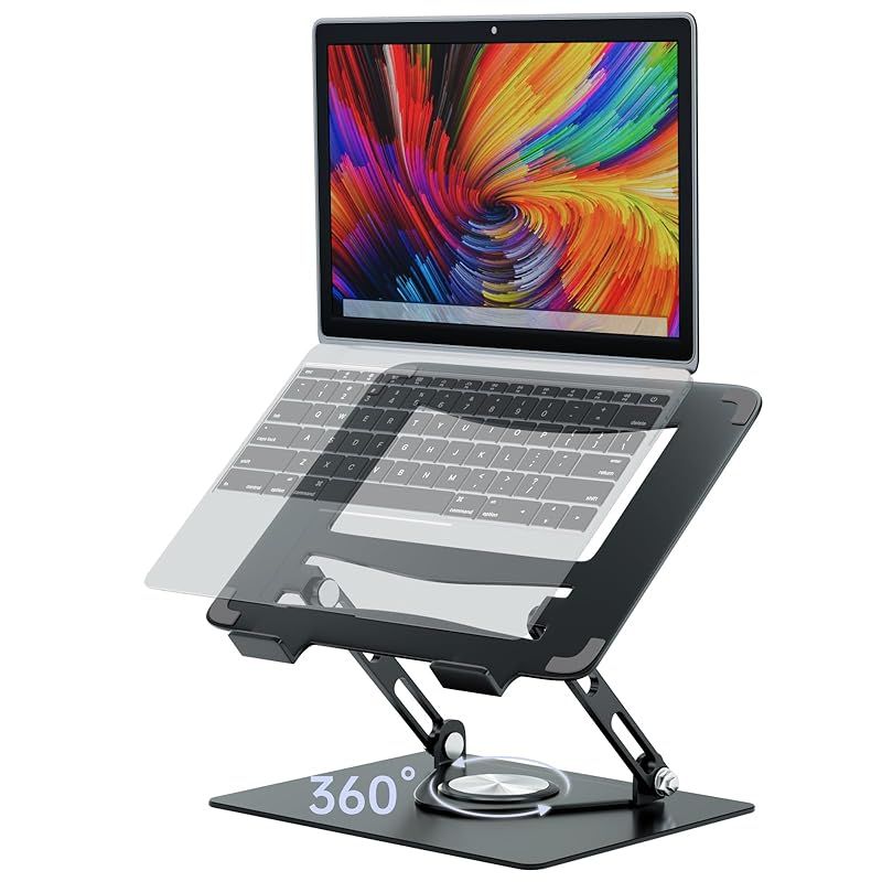 MOHOPE ノートパソコンスタンド 360°回転 ノートpcスタンド 高さ/角度調整可能 パソコンスタンド タブレットスタンド 折畳み ...