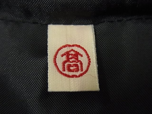 平和屋本店□極上 道行コート ロング丈 伝統工芸品 格子紬 単衣 黒地