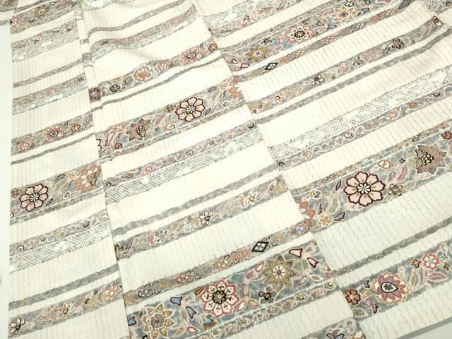 平和屋着物□上質な小紋 吉祥草花文 鬼しぼ縮緬 正絹 逸品 DAAQ5383cm