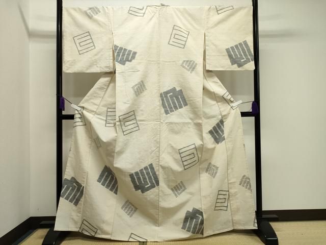 平和屋着物▽上質な紬 単衣 樹林文 正絹 逸品 AAAZ9338fy