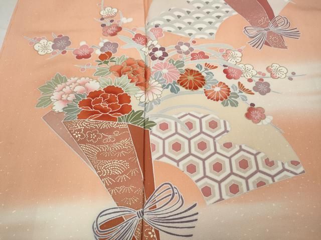 平和屋着物○訪問着 作家物 手描き 舞葉文 暈し染め 金彩