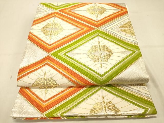 平和屋着物◎六通柄袋帯 唐織 双蝶菱文 金銀糸 正絹