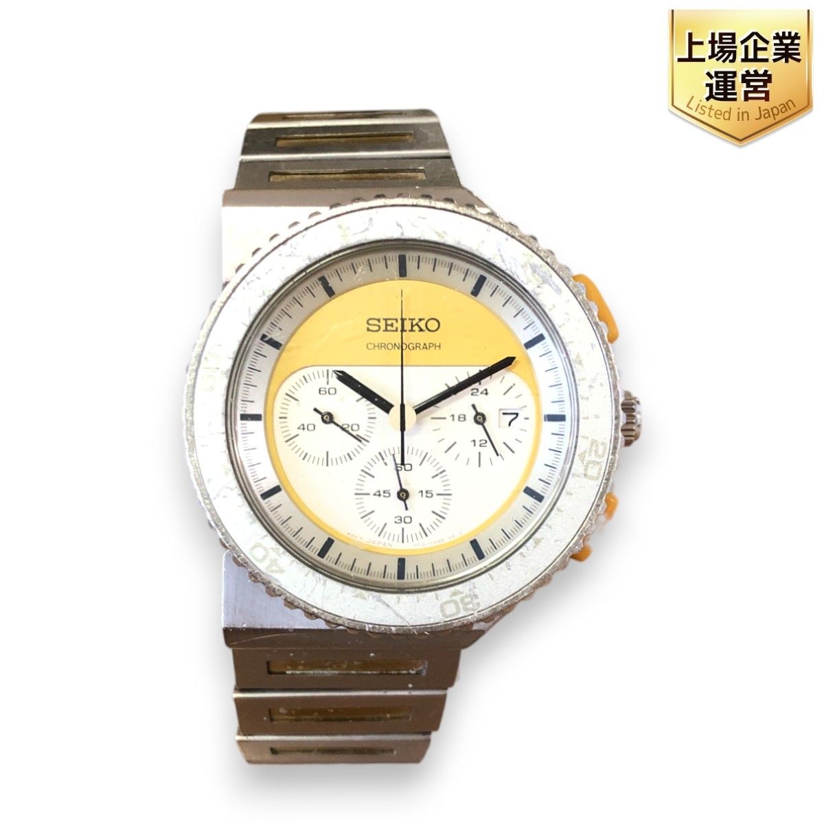 SEIKO セイコー ジウジアーロ 7T12-0AZ0 腕時計 クォーツ SS 白文字盤 クロノグラフ メンズ 不動 中古 訳有 ...