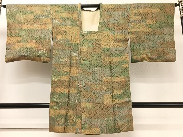 平和屋着物＃道行コート 藍 蔦の葉文 ロング丈 正絹 逸品 未使用