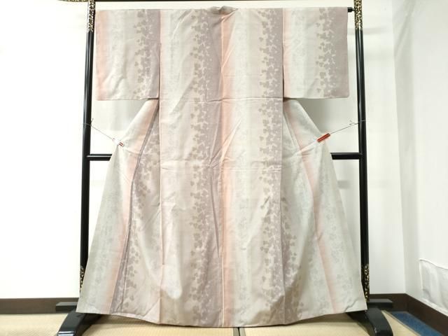 平和屋着物○結城紬 100亀甲 流水雲重ね松文 正絹 逸品 CAAX5896gh 平和屋