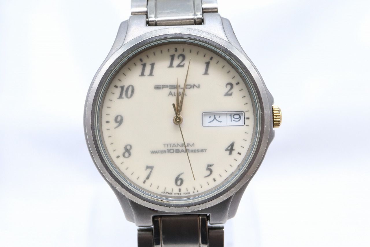 【W252-5】動作品 電池交換済 SEIKO ALBA EPSILON TITANIUM セイコー アルバ イプシロン チタニウム デイ ...
