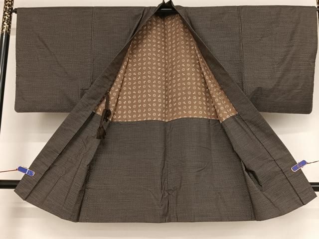 平和屋着物○男性 本場大島紬 アンサンブル 亀甲絣 羽織菱付き 正絹