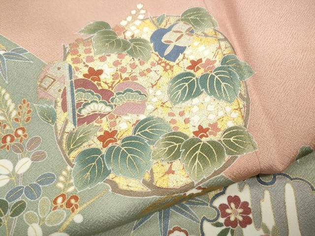 平和屋着物○創業460年・千總 訪問着 駒刺繍 草花丸文 金彩