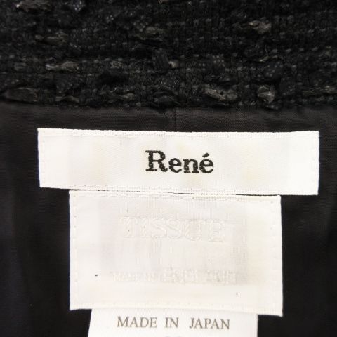 ルネ Rene TISSUE ツイードワンピース ひざ丈 サイドボタンデザイン ファンシーツイード 36 S 黒 ブラック /CK21 GY19 - メルカリ