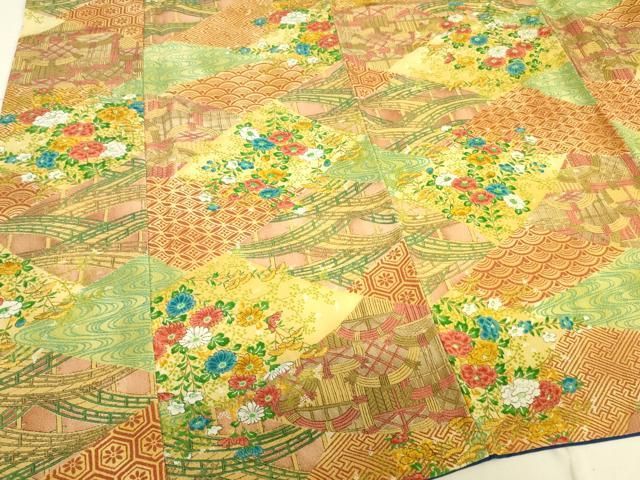 平和屋着物□上質な小紋 吉祥草花文 鬼しぼ縮緬 正絹 逸品 DAAQ5383cm