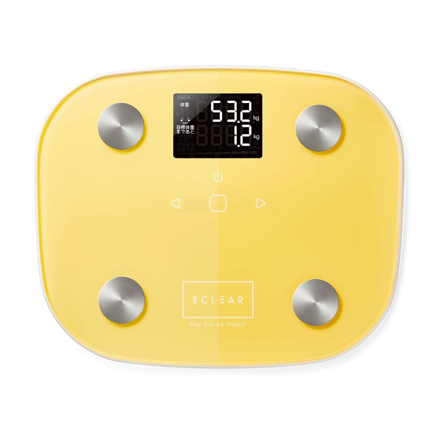 エレコム(ELECOM) 体重計 体組成計 バックライト付き 【 体重 BMI 体脂肪率 基礎代謝 目標体重設定機能付き 】 100g単位測定 エクリア イエロー HCS-FS03YL - メルカリ