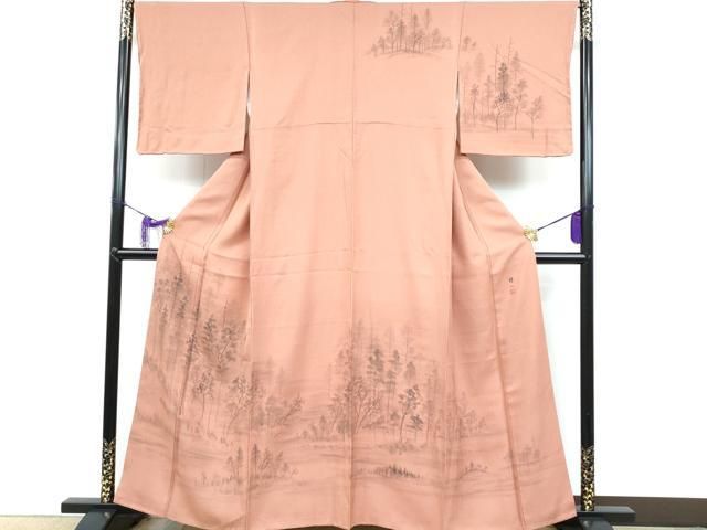 平和屋着物○東京手描友禅 安達雅一 訪問着 遠山吉祥文 正絹 逸品