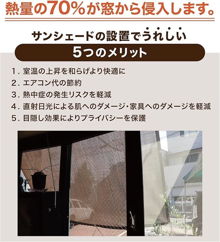 DADDY'S WEEKEND サンシェード 通気タイプ ベランダ 庭 UVカット 日よけシェード 付け紐4本付属 紫外線カット 日本ブランド ...