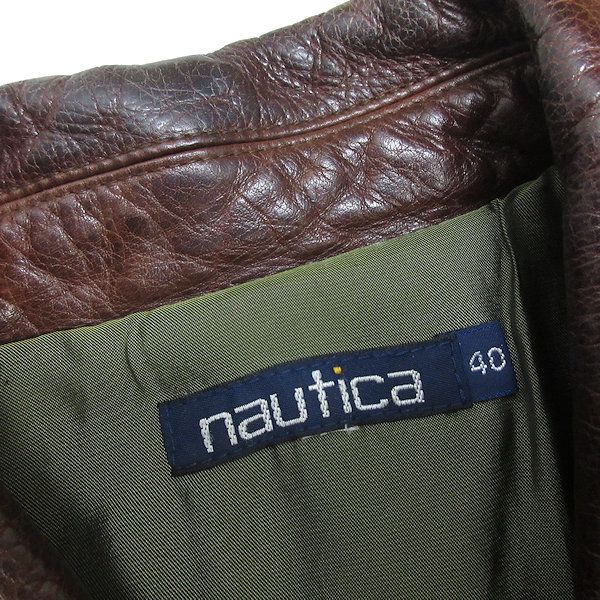 Q□ノーティカ/NAUTICA A-2 牛革レザージャケット□茶【 40 Q□ノーティカ/NAUTICA A-2 牛革レザージャケット□茶【 40