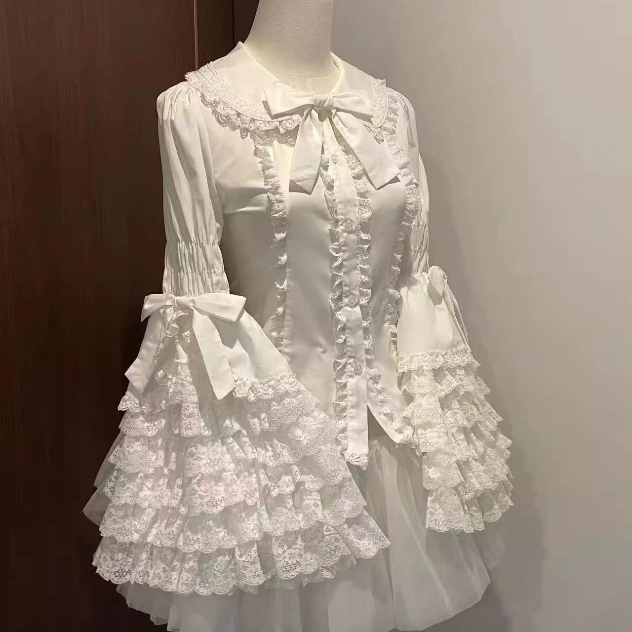 姫袖ブラウス フリルレース ロリータ ブラウス ホワイトシャツ 姫袖ブラウス フリルレース ロリータ ブラウス ホワイトシャツ