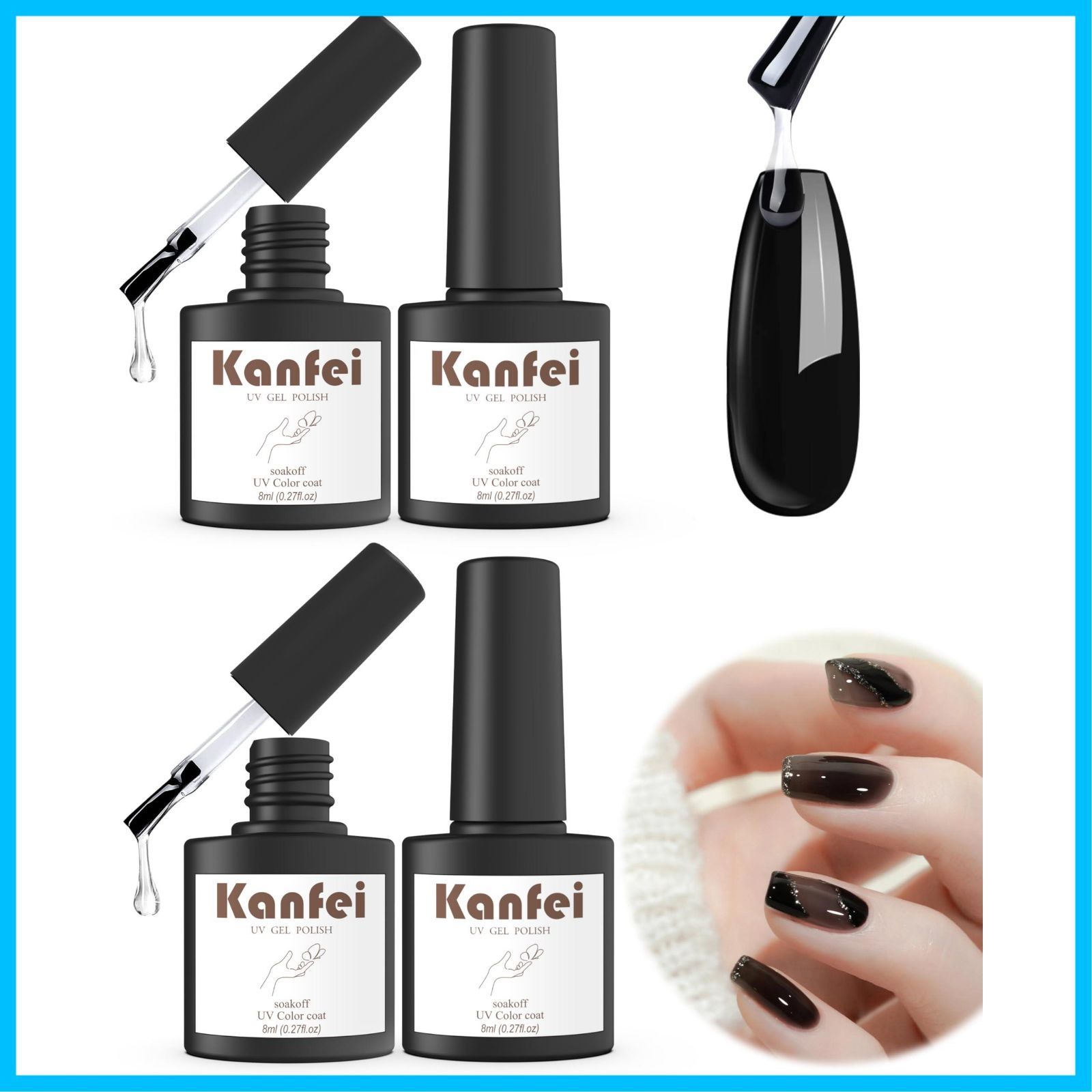 【特価セール】32ml(トップジェルコート8ml×2本&ベースジェルコート8ml×2本) ベースコート ノンワイプ トップコート 拭き取り不要 ジェルネイル 大容量 kanfei UV/LED ...