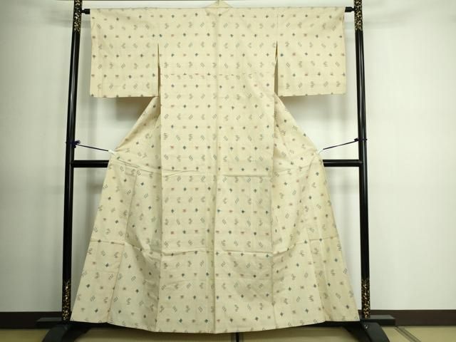 平和屋着物▽上質な紬 単衣 霞文 正絹 逸品 CAAV9494ze