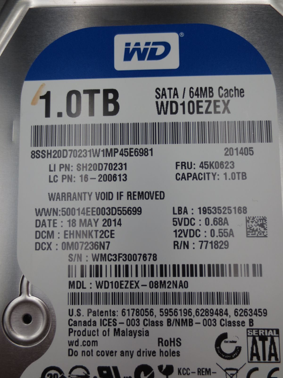 【中古動作品】Western Digital 3.5インチHDD SATA(Serial ATA) 1TB WD10EZEX-08M2NA0 ② - PC-Works - メルカリ